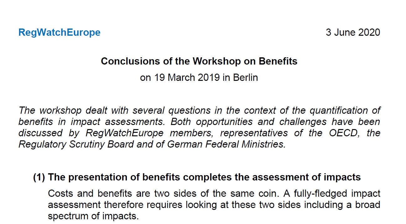 Conclusions Workshop Benefits - RegWatchEurope